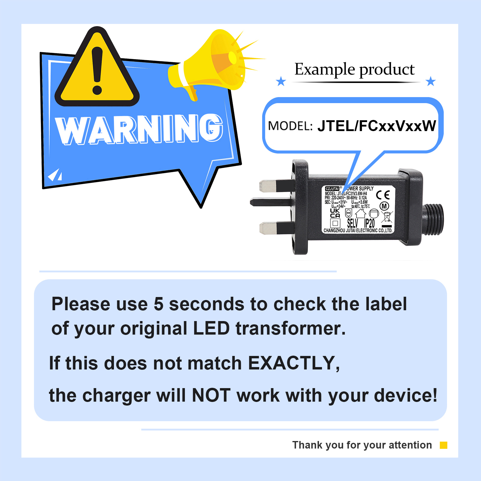 CZJUTAI Netzteil für JT-EL/FC31V3.6W 31V 3,6W Weihnachtsbeleuchtung Kh | eBay.de